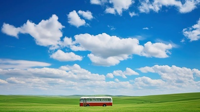 草原巴士风景(风景动态壁纸) - 动态壁纸下载 - 元气壁纸