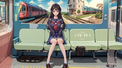 4k电车清纯少女(动漫动态壁纸) - 动态壁纸下载 - 元气壁纸