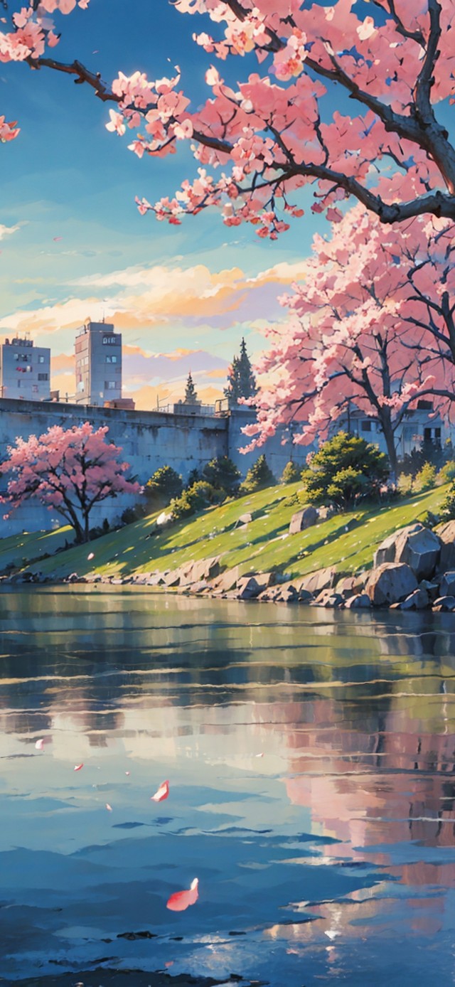 4K唯美樱花河岸(动漫手机动态壁纸) - 动漫手机壁纸下载 - 元气壁纸