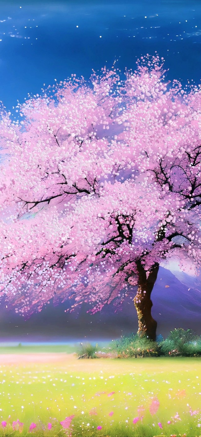 4K油画梦幻樱花树(风景手机动态壁纸) - 风景手机壁纸下载 - 元气壁纸