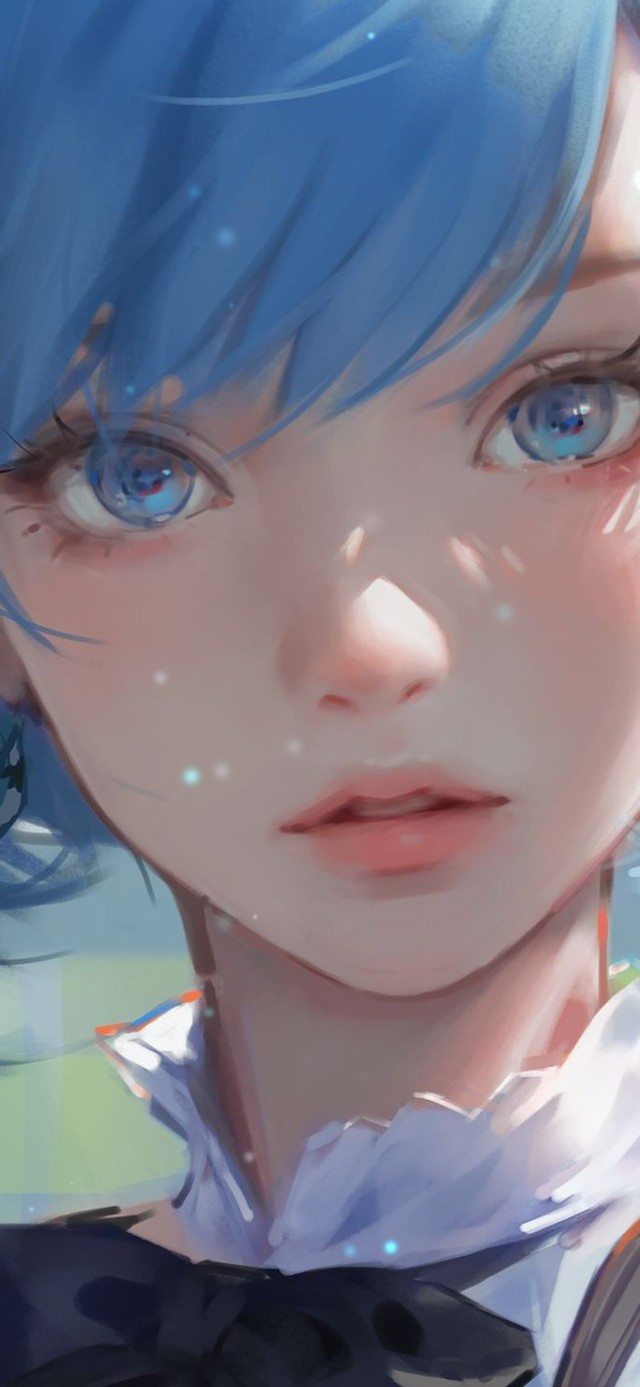 蓝色头发女孩(动漫手机动态壁纸) - 动漫手机壁纸下载 - 元气壁纸