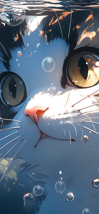 游泳的猫咪壁纸 游泳的猫咪手机壁纸 游泳的猫咪手机动态壁纸 元气壁纸