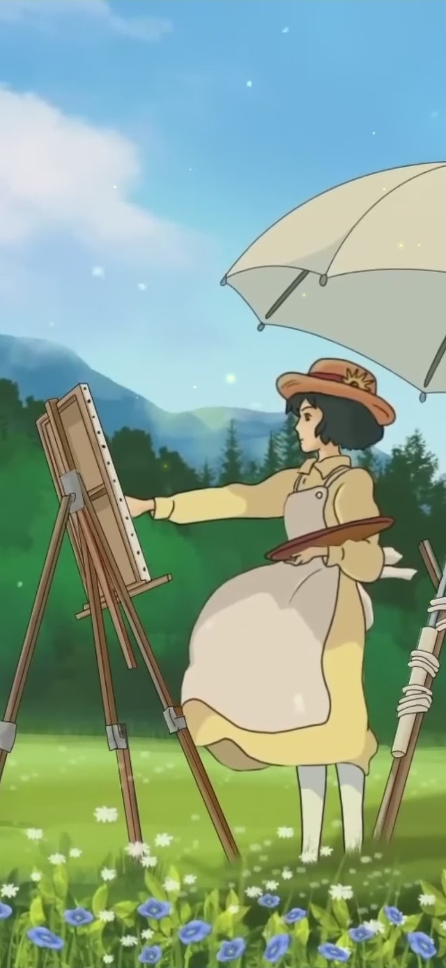 宫崎骏女孩野外画画(动漫手机动态壁纸) - 动漫手机壁纸下载 - 元气壁纸