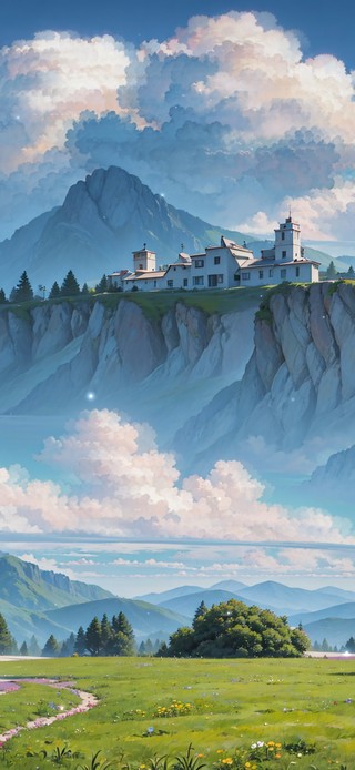 高山白云草地(风景手机动态壁纸) - 风景手机壁纸下载 - 元气壁纸