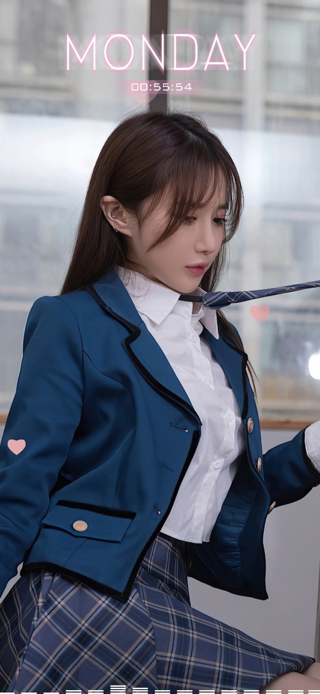 委屈巴巴JK学妹(美女手机动态壁纸) - 美女手机壁纸下载 - 元气壁纸