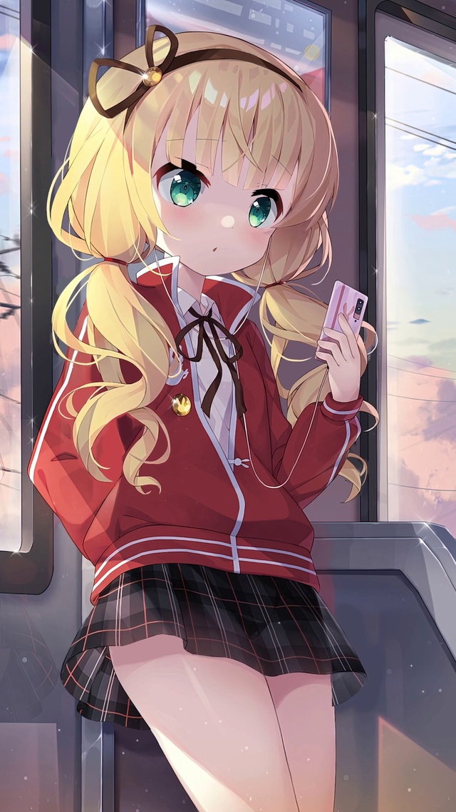 电车玩手机的少女(美女手机动态壁纸) - 美女手机壁纸下载 - 元气壁纸