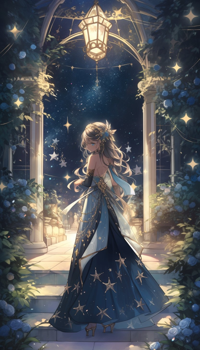 4k 星夜灯光下的公主裙动漫手机静态壁纸 动漫手机壁纸下载 元气壁纸