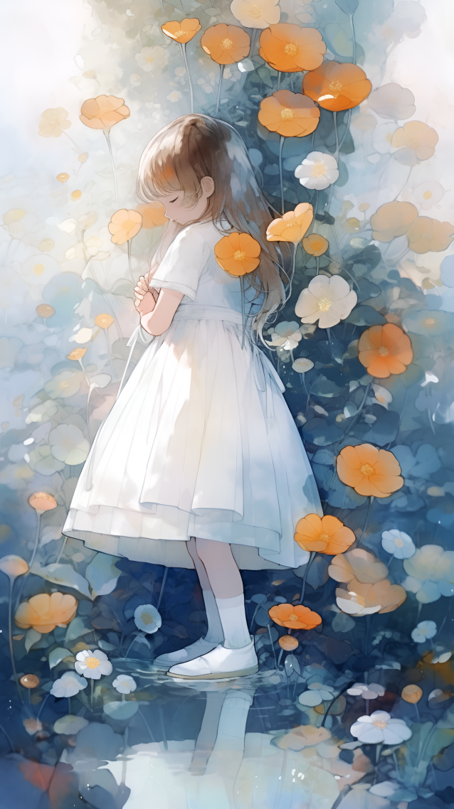 花儿与少女(小清新手机静态壁纸) - 小清新手机壁纸下载 - 元气壁纸