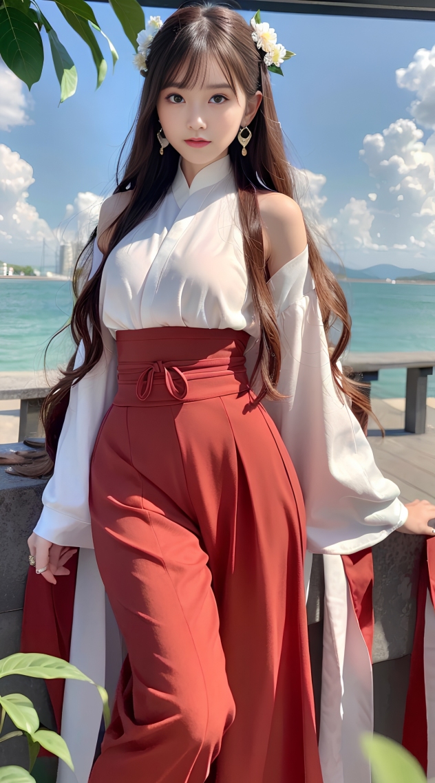 红色裤子美女手机静态壁纸 美女手机壁纸下载 元气壁纸