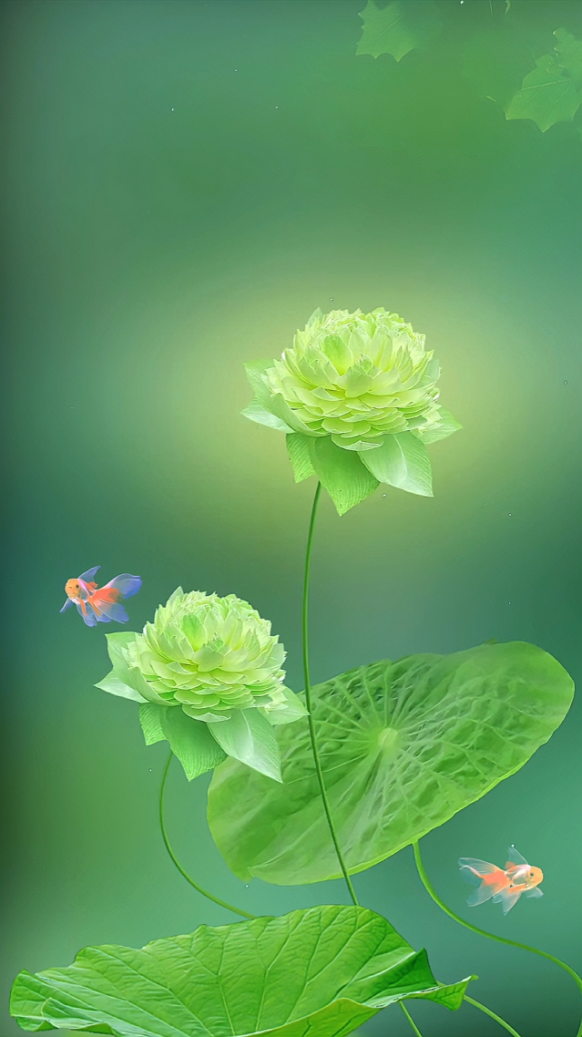 四叶菡萏风景手机静态壁纸 风景手机壁纸下载 元气壁纸