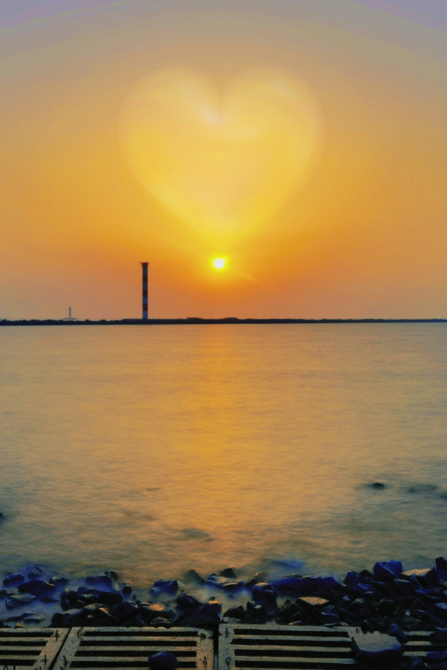 夕阳都是心形的风景手机静态壁纸 风景手机壁纸下载 元气壁纸